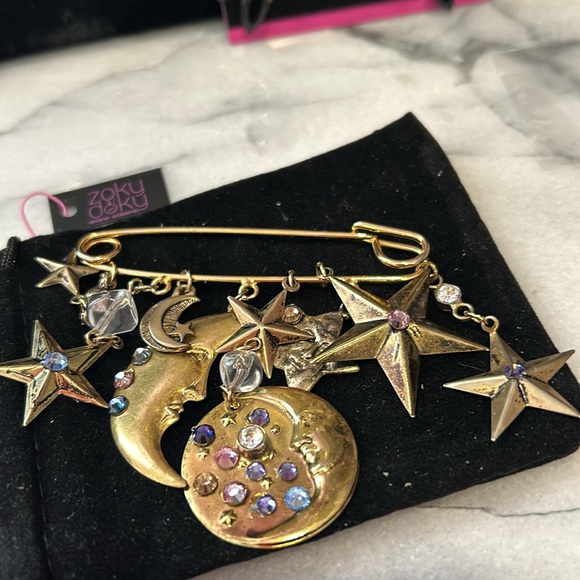 Vintage | Jewelry | Vintage Safety Pin Stars And Moons Broochboutique ...